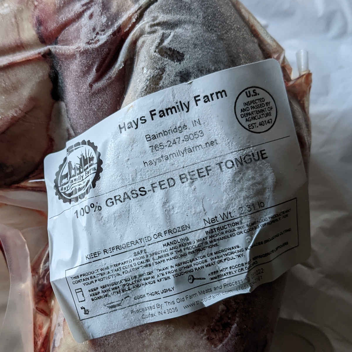 100% Grass-Fed Beef Tongue | Hays Family Farm